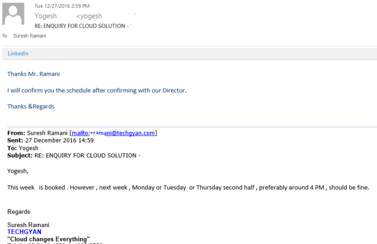 Convert Email to Meeting — TechGyan - Cloud Changes Everything